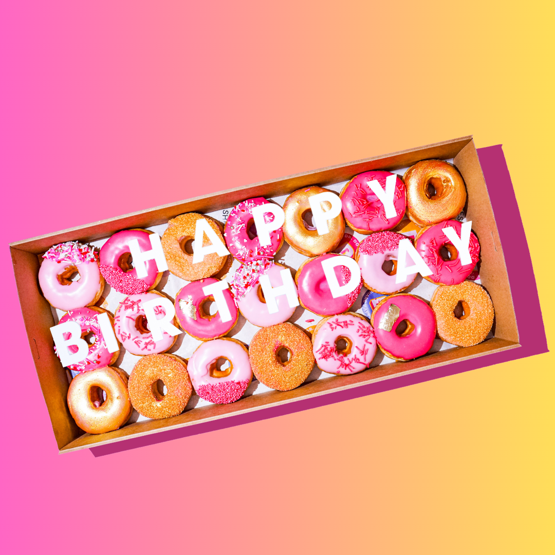Custom Pink Mini Donuts - Delivered Across Sydney 7 Days Birthday Gift ...